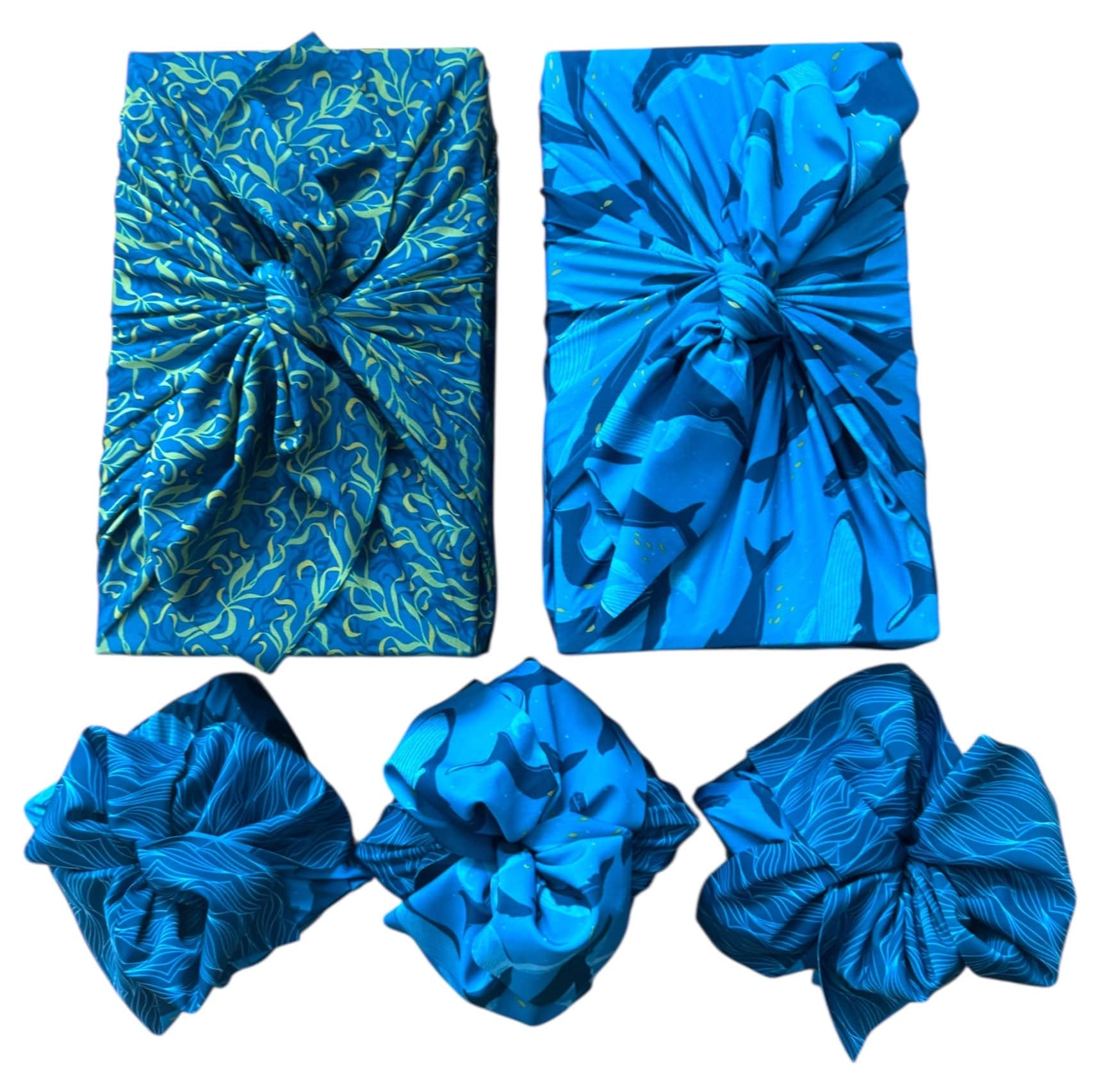 Assorted Set of 5 Reusable Cloth Furoshiki Gift Wrap | Ocean Conservat ...